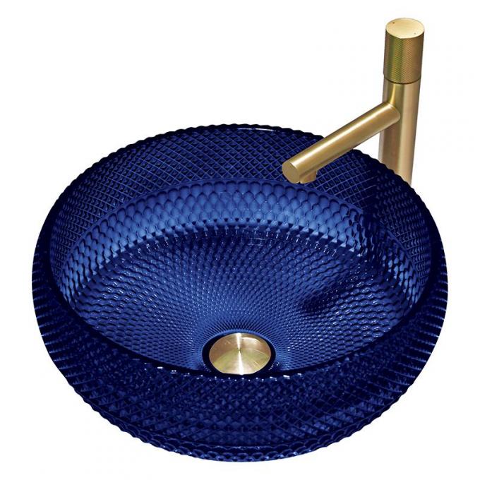 Farbecrystal glass vessel basins royals blaue countertop-Wanne